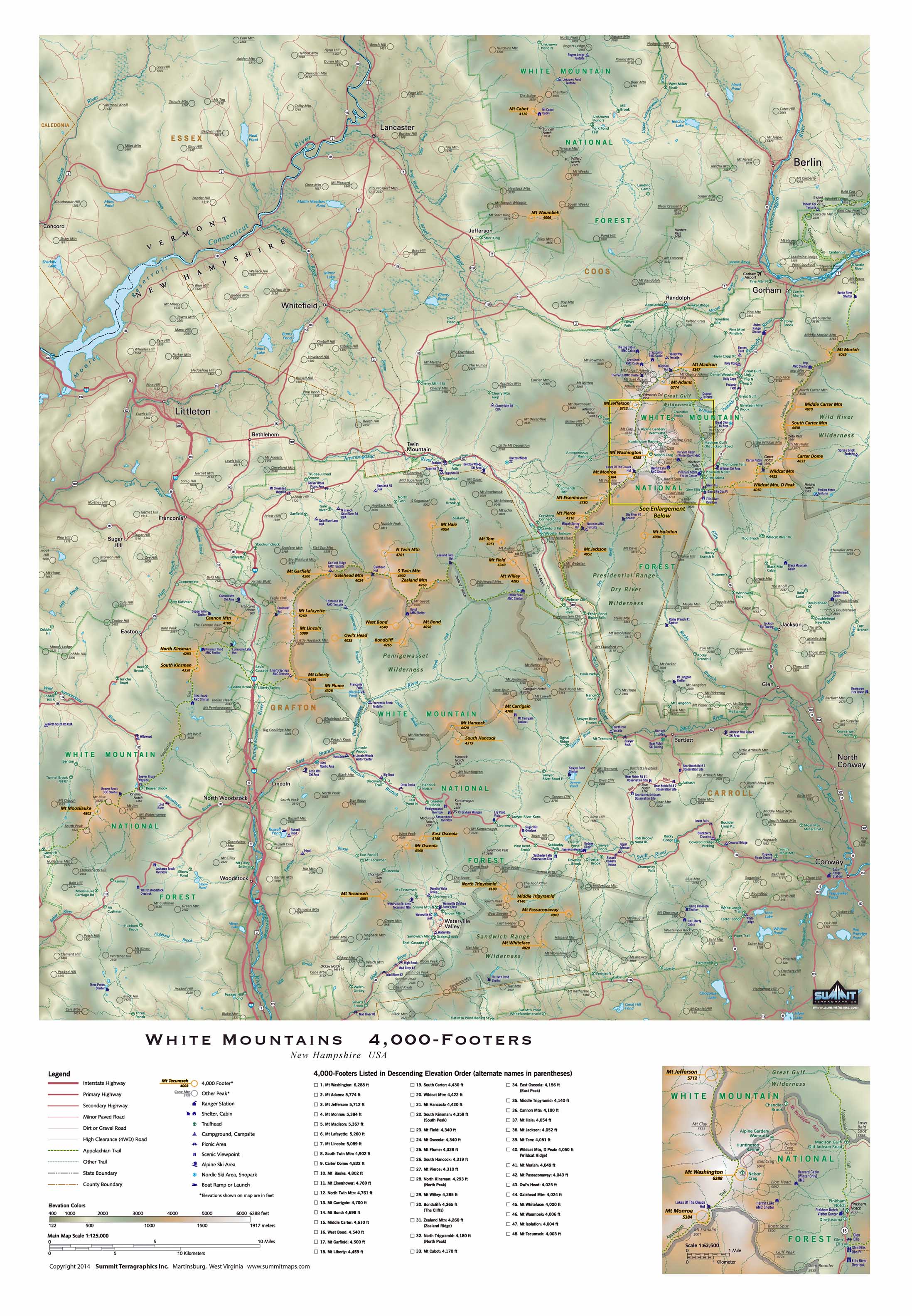 3D Wall Map of the New Hampshire 4,000-Footers - Appalachian Mountain ...